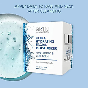 Skin Aesthetics Hyaluronic & Collagen Daily Face Moisturizer - Dermatologist Tested - Deeply Moisturizes, Anti-aging Hydrating Day Cream - Cruelty Free Korean Skin Care For All Skin Types - 1.69 oz