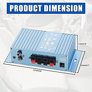 AICARS Mini Audio Amplifier Car Audio 2 Channel Amplifier Hi-Fi Mini Stereo Receiver Amp with DC 12V-15V 40W for Cars Motorcycles Computer Speakers