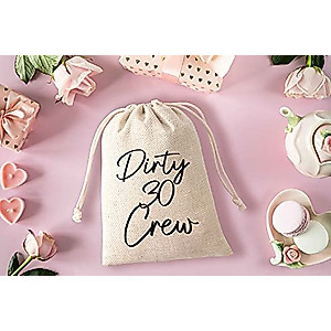 Dirty 30 Crew Gift Bags, Birthday Party Pouches With Drawstring, Party Wedding Favors, Supplies, Decoration - 5 Pcs per Pack(A12)