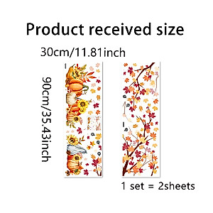 Autumn Fall Leaves Wall Decal Maple Tree Wall Decal DIY Branch Wall Stickers Removable Yellow Leaf Wall Decal for Autumn Holidays Home Classroom Birthday Thanksgiving Harvest Party Decoration