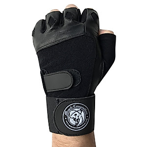 Muscle Composition Gym Gloves with Wrist Support for Gym Workout, Crossfit,Weightlifting Black/White. Premium Quality Materials. (Black, X-Large)