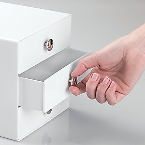 iDesign 3-Drawer Plastic Vanity Organizer, Compact Storage Organization Drawers Set for Cosmetics, Dental Supplies, Hair Care, Bathroom, Dorm, Desk, Countertop, Office, 6.5" x 6.5" x 6.5", White