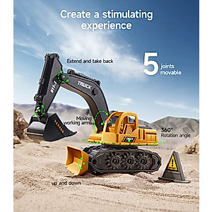 Geyiie Construction Trucks Toys, Kids Construction Vehicles Site, Sandbox Toys Playset for Boys Girls, Pull Back Cars Excavator Tractor Bulldozer Gifts for Party Favor