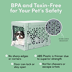 KindTail PAWD Collapsible Dog Crate + Washable Dog Bed - Stylish Pet Crate with Comfortable PAWD Pad - Safe Indoor Puppy or Dog Kennel Set - Lightweight, Compact & Portable for Travel - Small White