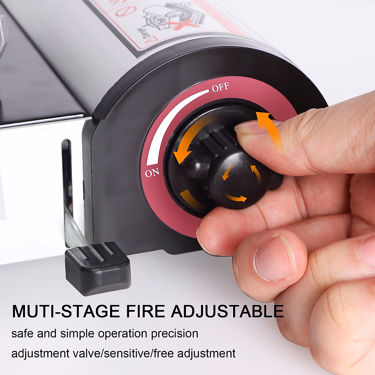 Mordoum Camping Stove Portable Single Stove Butane Portable Butane Stove for Camping, Picnics, Outdoor, Fishing, BBQ. Electronic Ignition, Brass Burner, Portable Gas Grill Mini Aluminum Material