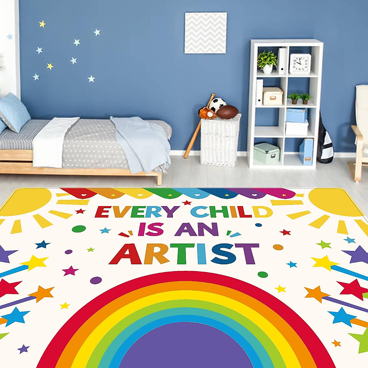 AKASISRUG Rainbow Kids Rug, Washable Colorful Area Rug for Kids Room, Non-Slip Play Mat, Baby Crawling Mat, Kids Floor Mat Carpet Ultra Soft Play Rug for Classroom Playroom Bathroom (78.7X59 INCH)