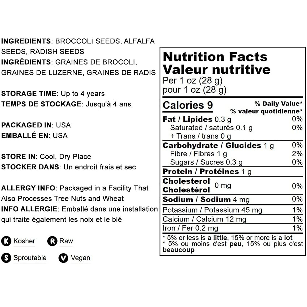 Spicy Mix of Sprouting Seeds, 2.5 Pounds - Broccoli, Radish, Alfalfa, Kosher, Raw