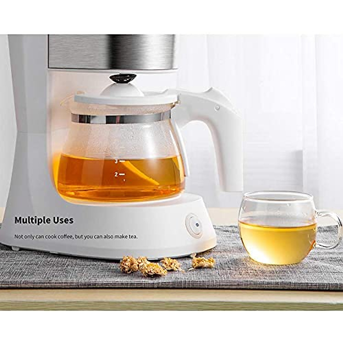 NDRFAWY Coffee Machine Espresso Maker with 652Ml Glass Kettle Coffee Powder Filter Anti-Drip Insulation Teapot