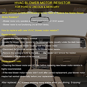 FAERSI YH-1716 HVAC Fan Blower Motor Resistor Compatible with 2003-2006 Ford Expedition, 2002-2007 Ford Explorer, 2003-2005 Lincoln Aviator, 2002-2007 Mercury Mountaineer Replaces 4P1366 JA1504