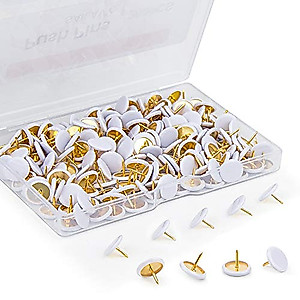 200PCS Decorative Thumb Tacks, SAILAVY Steel Round Head Push Pins for Home, School, Office, Map, Photo Wall, Cork Board Bulletin Board (White)