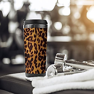 Cool Cheetah Leopard Travel Coffee Mug Stainless Steel Water Bottles Insulated Water Bottle Travel Mug Insulated Tumblers Travel Coffee Tumbler 12 Oz Coffee Tumbler Travel Cup