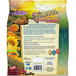 F.M. Brown's Tropical Carnival Gourmet Guinea Pig Food with Alfalfa and Timothy Hay Pellets - Vitamin-Nutrient Fortified Daily Diet - 5lb