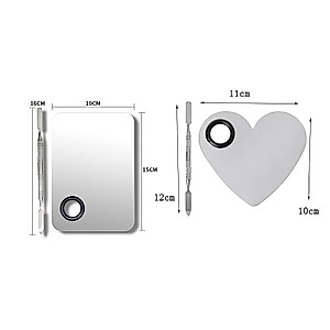 Nunobob 2 Pack Makeup Palette,Stainless Steel Cosmetic Mixing Palette with Spatula Tool for Foundation Nail Art Eyeshadow, Silver