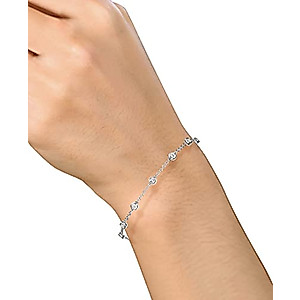 Tirafina Diamond Bezel Bracelet, Adjustable Cable Chain, 11 Round Bezel Diamonds, 6.5’’/7.5’’/8.5’’ Chain Length, 14K Rose Gold-plated Sterling Silver/14K Gold-plated Sterling Silver/Sterling Silver