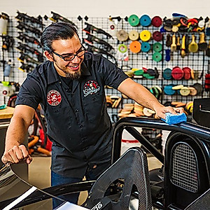 Chemical Guys MIC1995 Gray Woolly Mammoth Microfiber Dryer Towel (36" x 25") & MIC_292_08 Premium Grade Microfiber Applicators, Blue (Pack of 8)