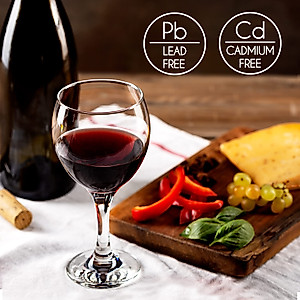 Stemmed Red Wine Glasses Set of 4, All Purpose 12 ¼ Oz Lead-Free Long Stem Wine Glasses, Crystal Clear, Dishwasher Safe, Restaurant Quality