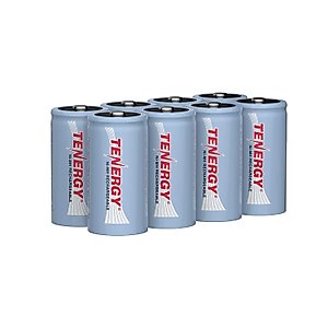 Tenergy C Size Battery 1.2V 5000mAh High Capacity NiMH Rechargeable Battery for LED Flashlights Kids Toy and More (8 pcs)