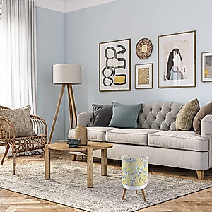 Small Trash Can with Lid Rose hips with flowers and berries seamless Graphic drawing engraving Wood Legs Press Cover Garbage Bin Round Waste Bin Wastebasket for Kitchen Bathroom Office 7L/1.8 Gallon