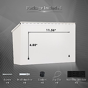 Dalmbox Wall-Mount Mailbox Large Mailbox for Post Rust-Proof Galvanized Steel Box for Outside or Townhouse Horizontal Style, White, 15.7” x 4.3” x 9.4”