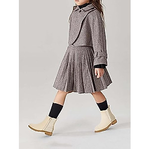 Coutgo Girls Glitter Ankle Boots Side Zipper Chelsea Dress Booties for Toddler/Little Kid/Big Kids, Beige, Size 13