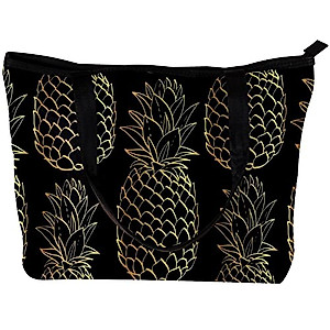 Tote Bag Women Satchel Bag Handbag Stylish Tote Handbag for Women Hobo Bag Fashion Crossbody Bag, Black Golden Fruit Pineapple