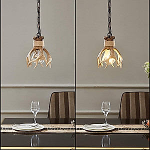 NEARLED BOOU Mini Antler Pendant Light Farmhouse Pendant Hanging Light Fixture for Kitchen Island Dining Room Sink Bathroom Restaurant Light Small Antler Hanging Lights
