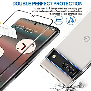 [3+3 Pack] Glass Screen Protector for Google Pixel 6a 5G, 9H Tempered Glass, Fingerprint Compatible,HD Clear Case Friendly Anti Scratch