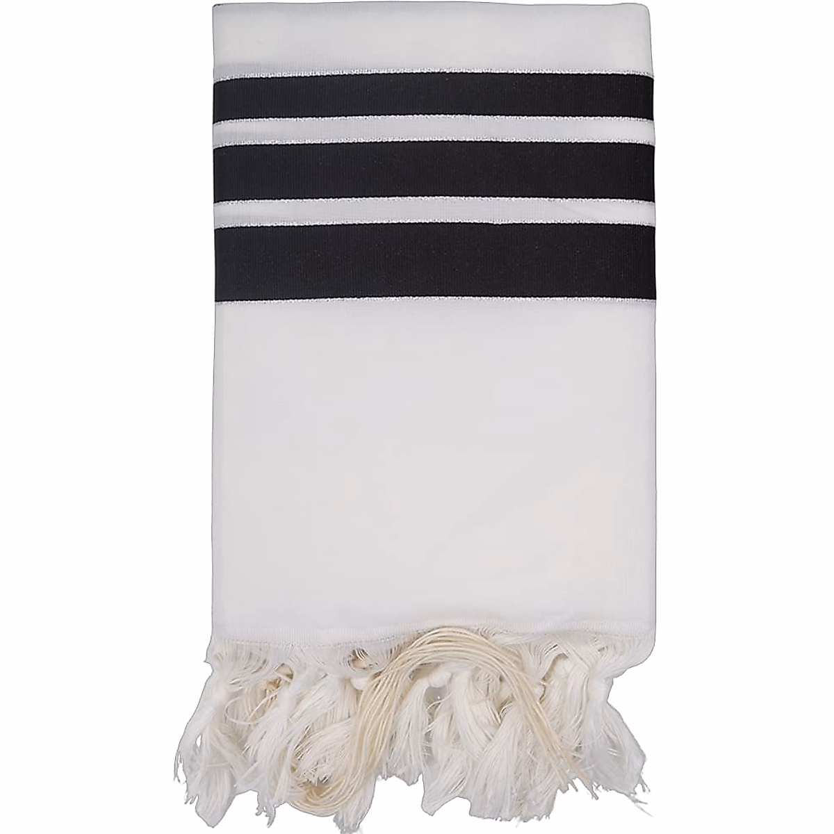 Ateret Judaica Full Size Tallit Prayer Shawl with Matching Bag, Certified Kosher, Blessing On Neckband.Design&Made in Israel. (Size 55-72 x 52 Inch, Black & Silver)