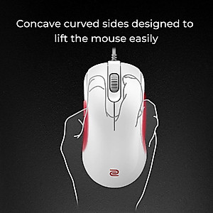 BenQ Zowie FK2-B Symmetrical Gaming Mouse for Esports White Edition | Professional Grade Performance | Driverless | Glossy Coating | Medium Size