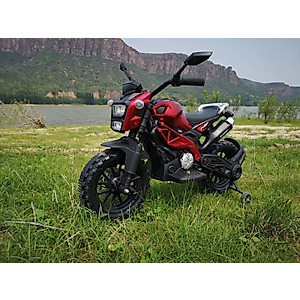 Eletric Motorcycle for Kids Ride on Motorcycle, Tamco 12V Electric Dirt Bike with Training Wheels Hand Racing Foot Brake PU seat Ride on Motorcycle for 3~6 Years Boys Girls Gift (red)