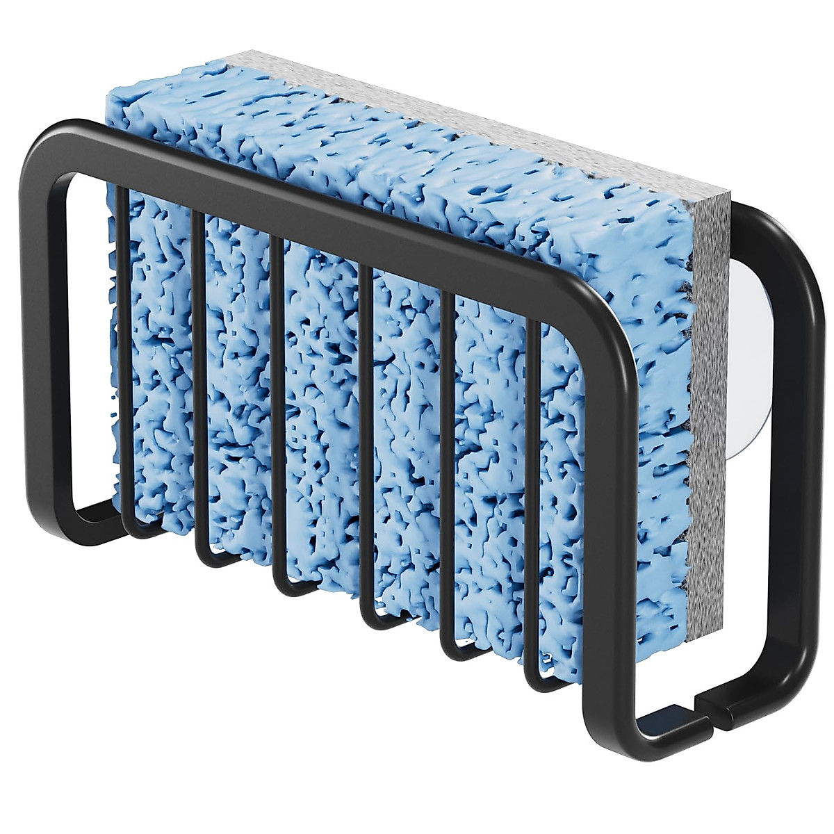 GOODBUY Sponge Holder for Kitchen Sink, Anti-Rust Sink Sponge Holder with Suction Cups, Aluminum Sink Caddy Kitchen Sink Organizer for Sponges, Scrubbers, Soap, Bathroom 5.9" x 2" x 3.3" Grey