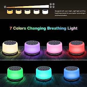 Sleep Sound Machine 24 Natural Soothing Sounds 7 Color Breathing Lights and Night Light with Timer Memory Feature Rechargeable Portable White Noise Machine for Baby Kids Adults