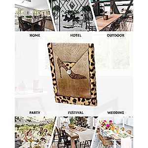 Dining Room Chair Covers Set of 8PCS,Leopard High Heels Animal Skin Print Chair Back Cover Chair Protector Slipcovers,Vintage Flower Leaves Removable Washable Chair Cover for Kitchen,Hotel,Party