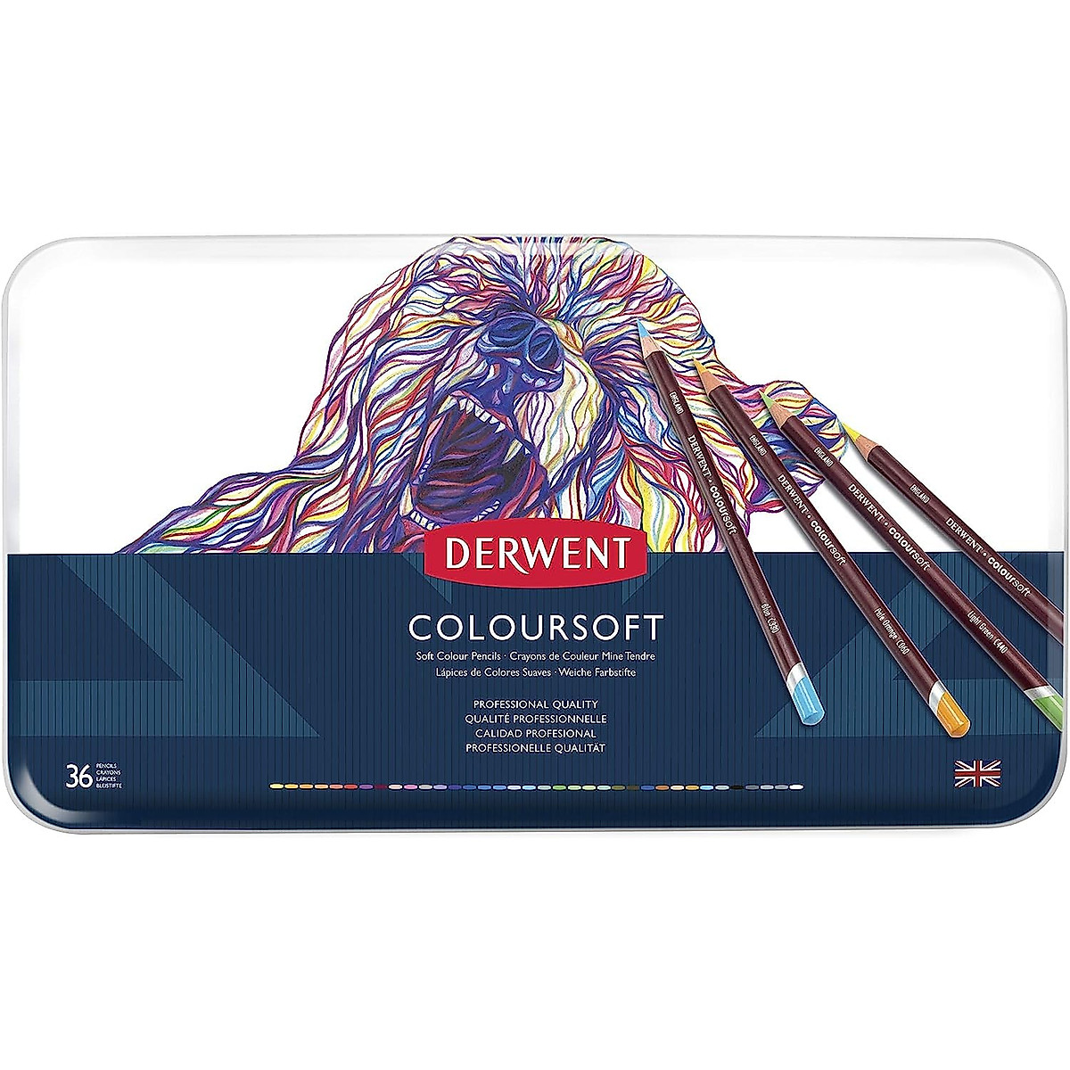 Derwent Colorsoft Pencils, 4mm Core, Metal Tin, 36 Count (0701028)