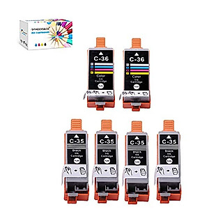 Compatible PGI-35 CLI-36 Ink Cartridge Replacement for Canon 35 36 Ink Work with Canon Pixma iP110 iP100 TR150 Printers (4BK, 2X Color)
