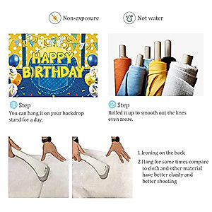 Yellow Cartoon Birthday Backdrop Cowboy Banana Balloon Photo Background Boy Child Happy Birthday Party Supplies Baby Shower Cake Table Decoration Backdrop 7x5FT