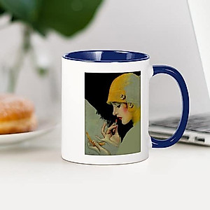 CafePress Art Deco Roaring 20S Flapper With Lipstick Mugs Ceramic Coffee Mug, Tea Cup 11 oz