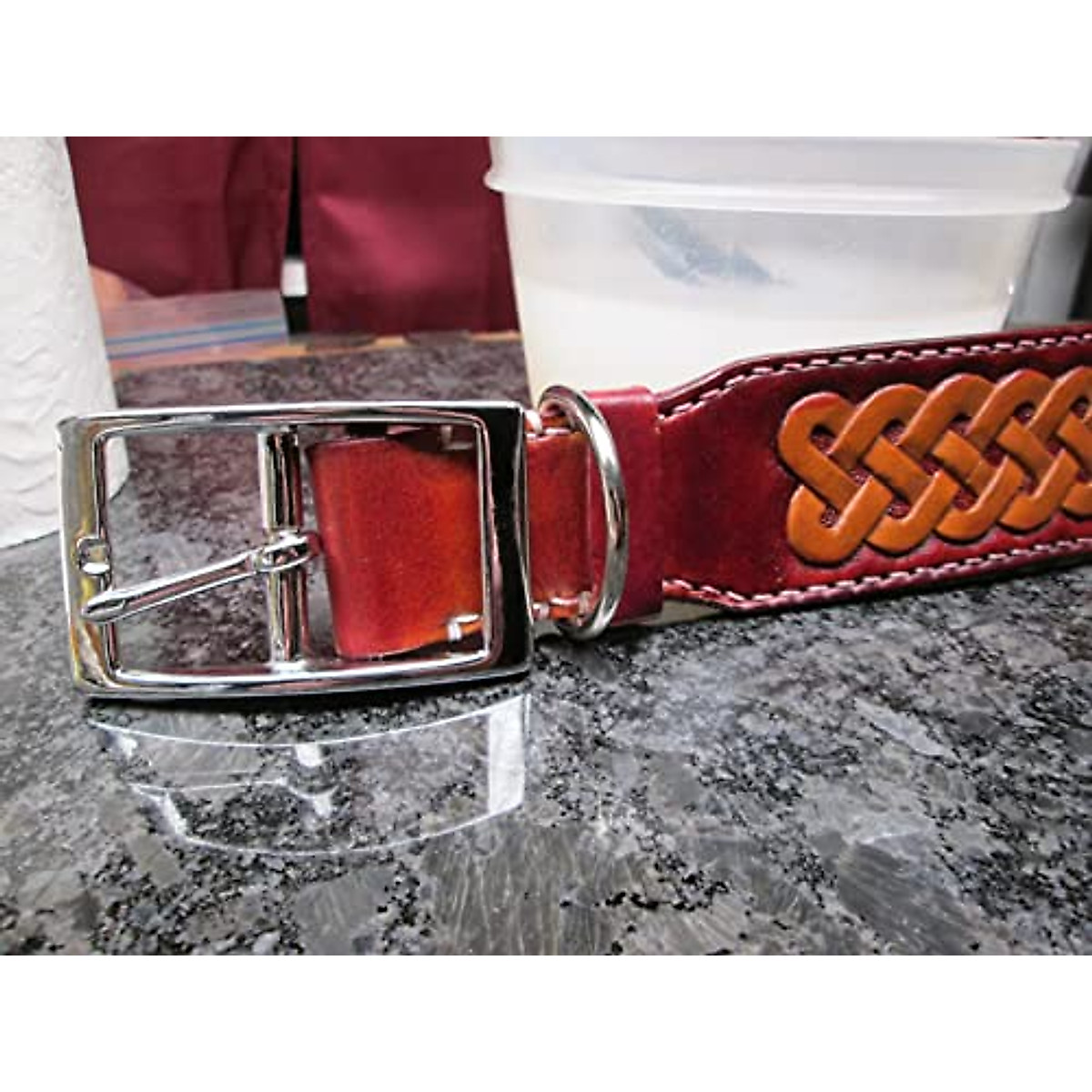 Dog Large Endless Knot Collar, Dog Lover Handstitched Collar, Padded Leather Dog Collar, Dog Collar Handmade Leather