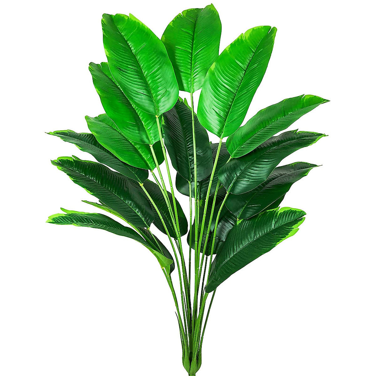 Rozwkeo Artificial Plants Fake Banana Tree Leaves with Stems 31" Tall Faux Bird of Paradise Palm Tree Imitation Frond Green Leaf Tropical Plants Greenery Floral Jungle Party Home Garden Decoration