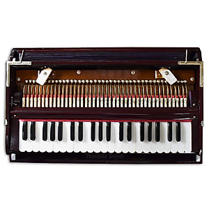 VRINDAVANBAZAAR.COM Deluxe Portable Harmonium, Dark Mahogany, 2 Reeds, 3.5 octaves