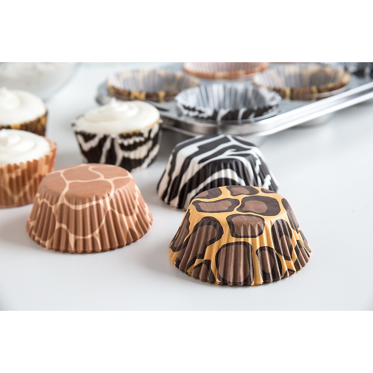 Fox Run Bake Cup Set, 3 x 3 x 1.25 inches, Animal Prints Mixed,6893,75
