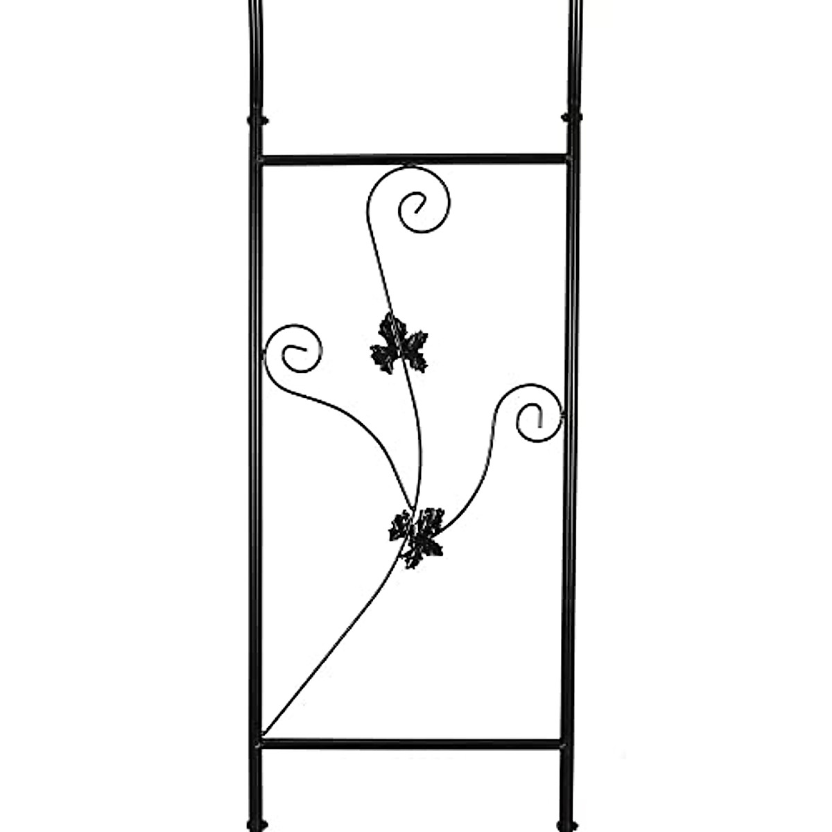 Outdoor Metal Garden Arbor Decorative Steel Garden Trellis Arch Stand with Gate, 8'H x 3.6'W, Black