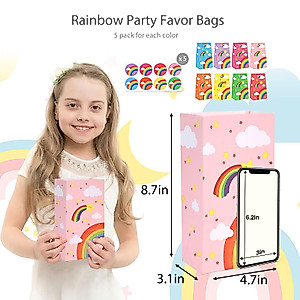 VGOODALL 40pcs Party Favor Bags Bulk, 8 Colors Goodie Bags with Stickers, Rainbow Small Gift Bags for Birthday Baby Showers Weddings