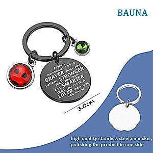 BAUNA Ladybug Keychain BFF Friendship Gift Always Remember You’re Braver Than You Believed Key Ring Cosplay Charm Jewelry(Ladybug Black Keychain)
