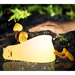 Cute Duck LED Night Light, 3 Level Dimmable Lying Flat Duck Night Light for Kids/Adult, Type-C Rechargeable Bedside Touch Night Lamp, Kawaii Stuff duck Lamp, Nightlight for Bedroom, Breastfeeding