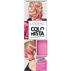 L’Oréal Paris Colorista Semi-Permanent Hair Color for Light Blonde or Bleached Hair, Hot Pink