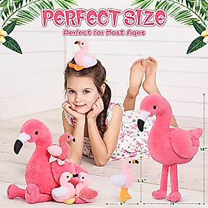 MorisMos Plush Flamingo Stuffed Animal-18 Inch Mommy Stuffed Flamingo with 4 Baby Flamingo Plush Toys Inside Zipper Tummy, Pink Flamingo Toy Gift for Girl Women Decor Birthday Christmas Valentines