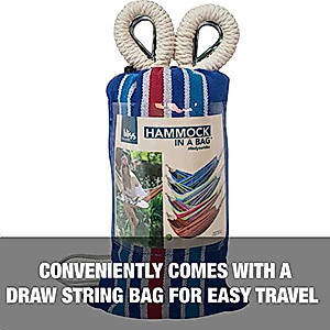 Bliss Hammocks BH-400W5CA 40" Wide Hammock w/Hand-Woven Rope Loops & Hanging Ropes, Outdoor, Patio, Backyard Durable, Cotton and Polyester Blend, 220 Lbs Capacity, Patriotic Stripe