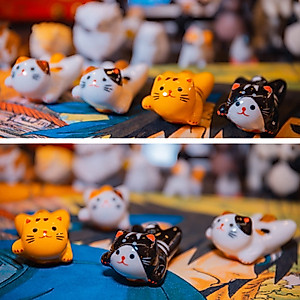 5 Pack Cat Chopsticks Rest Set, Japanese Style Porcelain Cute Lucky Cat Ceramic Chopsticks Holder Rack for Dinner Spoon Fork Knife Tableware, Chinese Paint Brush Rests, Decoration Home Kitchen Gift