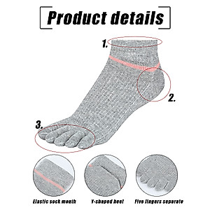 Bencailor 4 Pair Women Five Toe Socks Cotton Toe Socks Athletic Running Long Split Toe Women's Cotton Crew Ankle Socks(Black, White, Grey, Khaki)